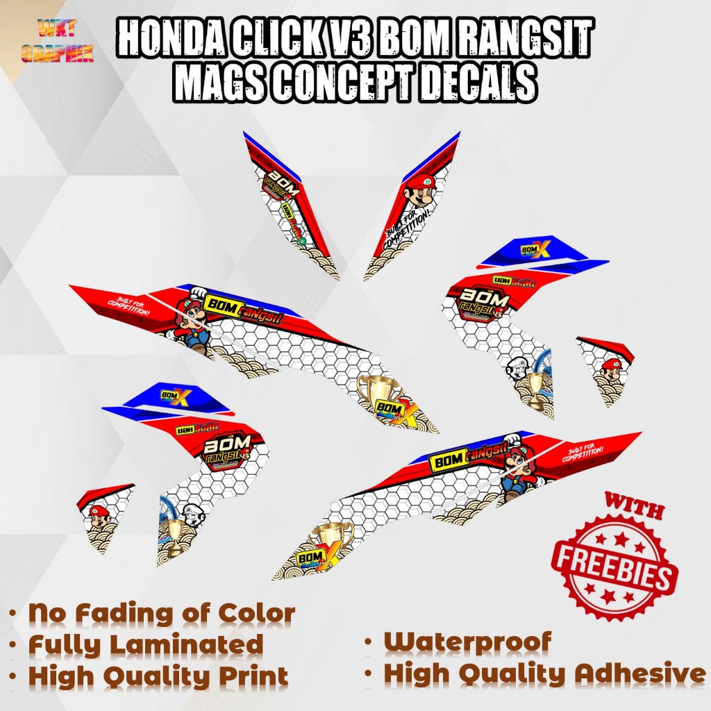 HONDA CLICK V3 BOM RANGSIT MAGS CONCEPT DECALS (WATERPROOF, LAMINATED ...