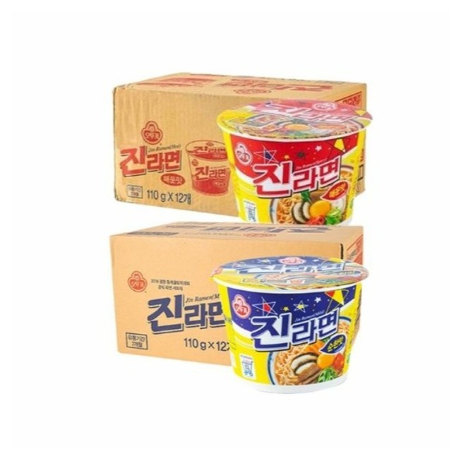[ OTTOGI ] JIN RAMEN MILD and SPICY BIG CUP 110g x 12 (1 BOX )/ MADE IN KOREA | Shopee Philippines