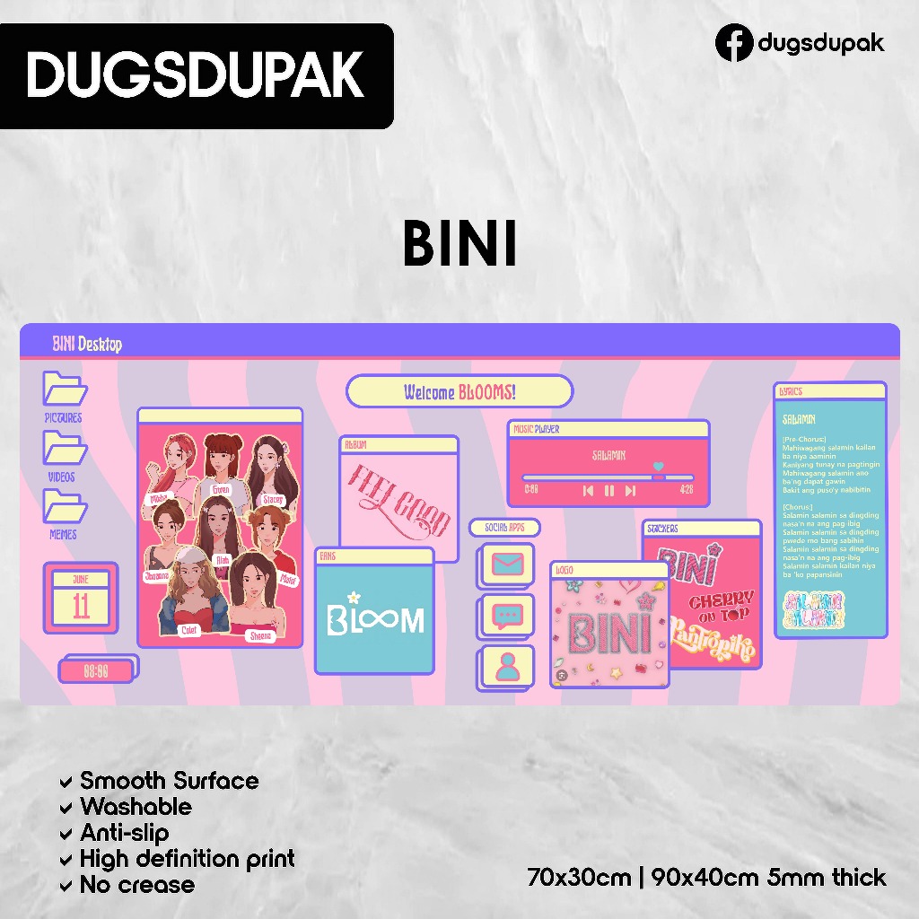 BINI Gaming Mouse Pad | Bini Mouse Pad | Custom Deskmat | 70 x 30 cm ...