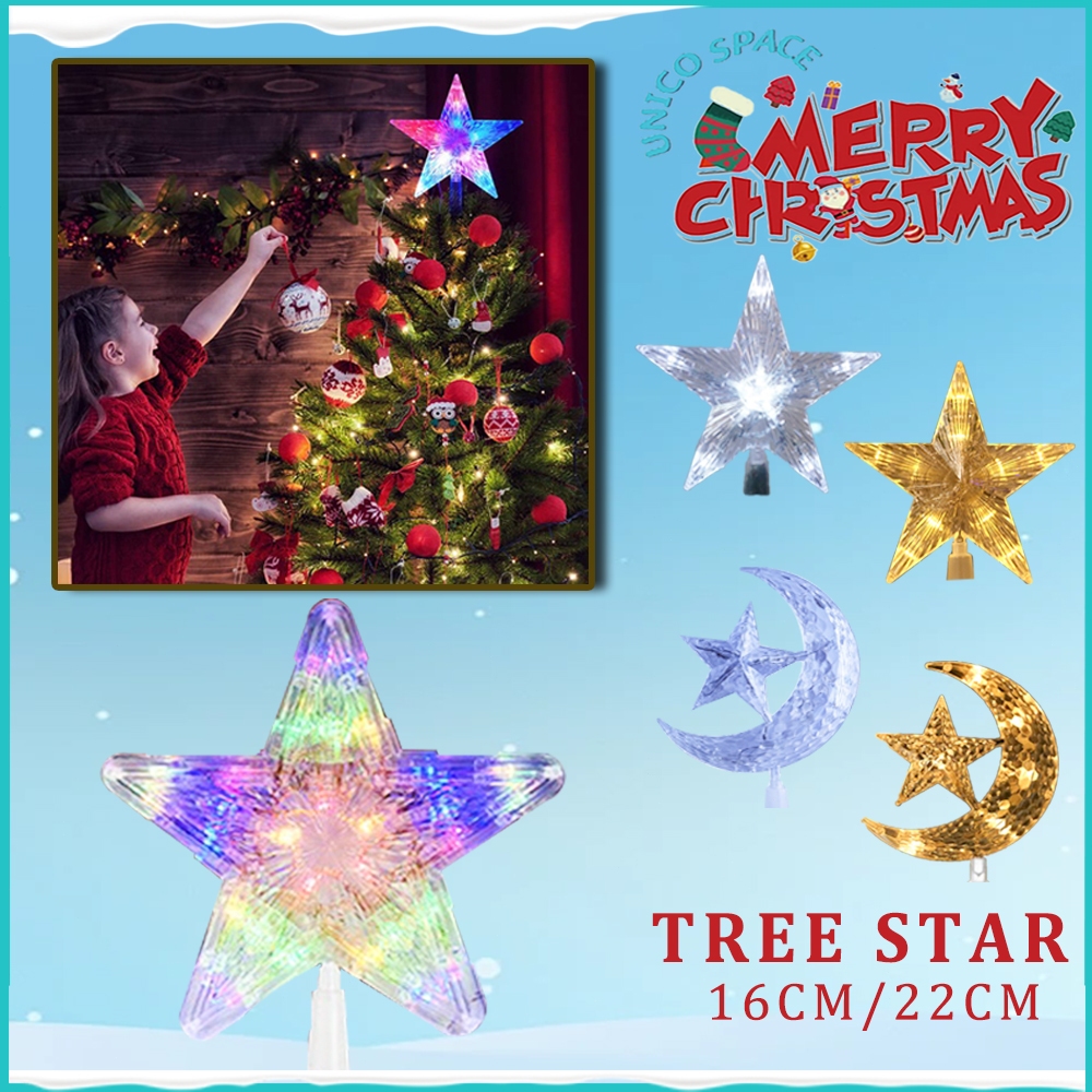 Christmas Tree Star Topper Lights 16/22cm Decorations for Christmas ...