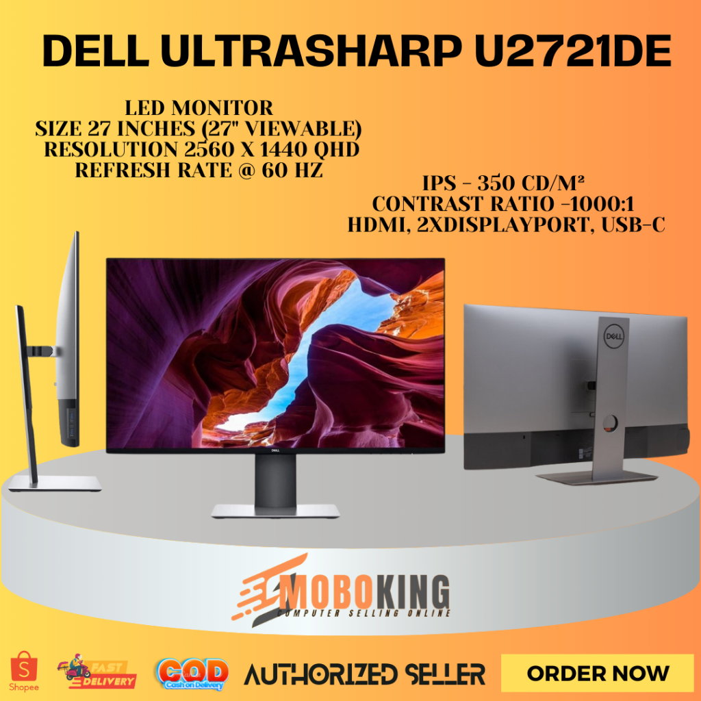 Monitor 27" Dell UltraSharp U2721DE LED 2560 x 1440 QHD for Office CCTV ...
