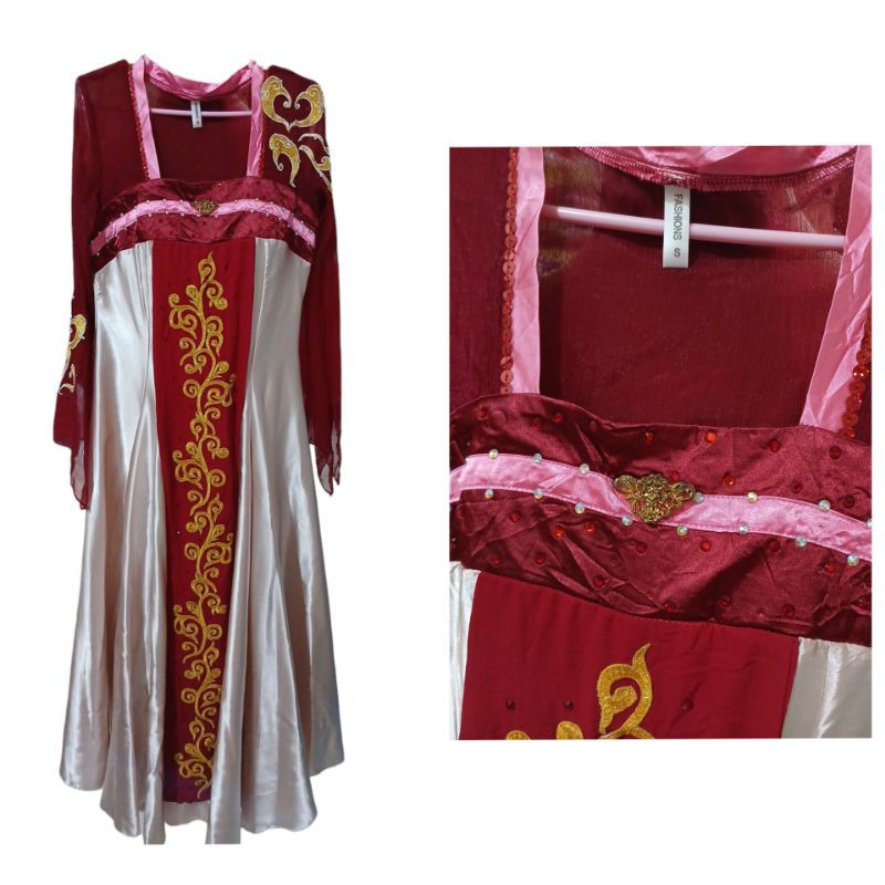 Maroon/Gold Rose Hanfu Princess Dress | Shopee Philippines