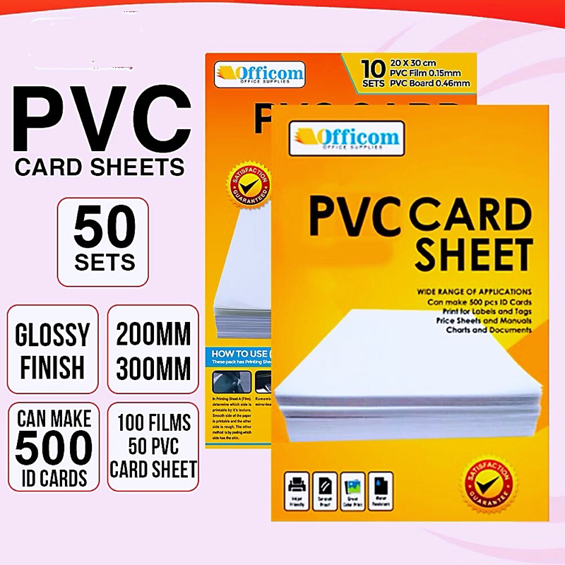50sets PVC Card Sheet/ PET A4 Size for ID Printing Bag Tag Calling Card ...