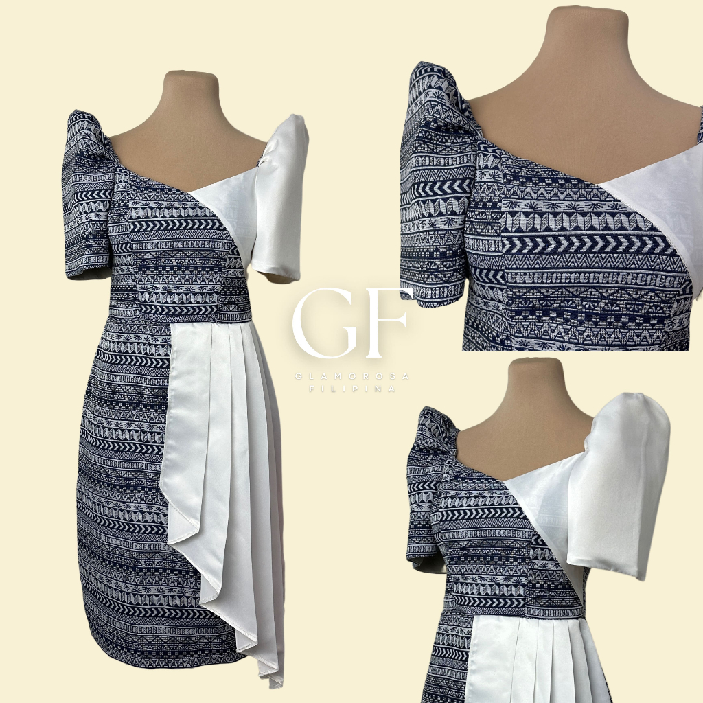 Modern Filipiniana Dress with Overlap Skirt — Ethnic Design | Glamorosa ...