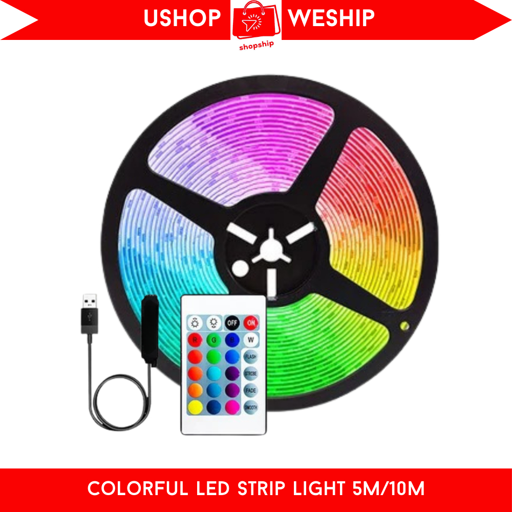 ShopShip Colorful LED Strip Light USB Type with Remote Control RGB LED ...