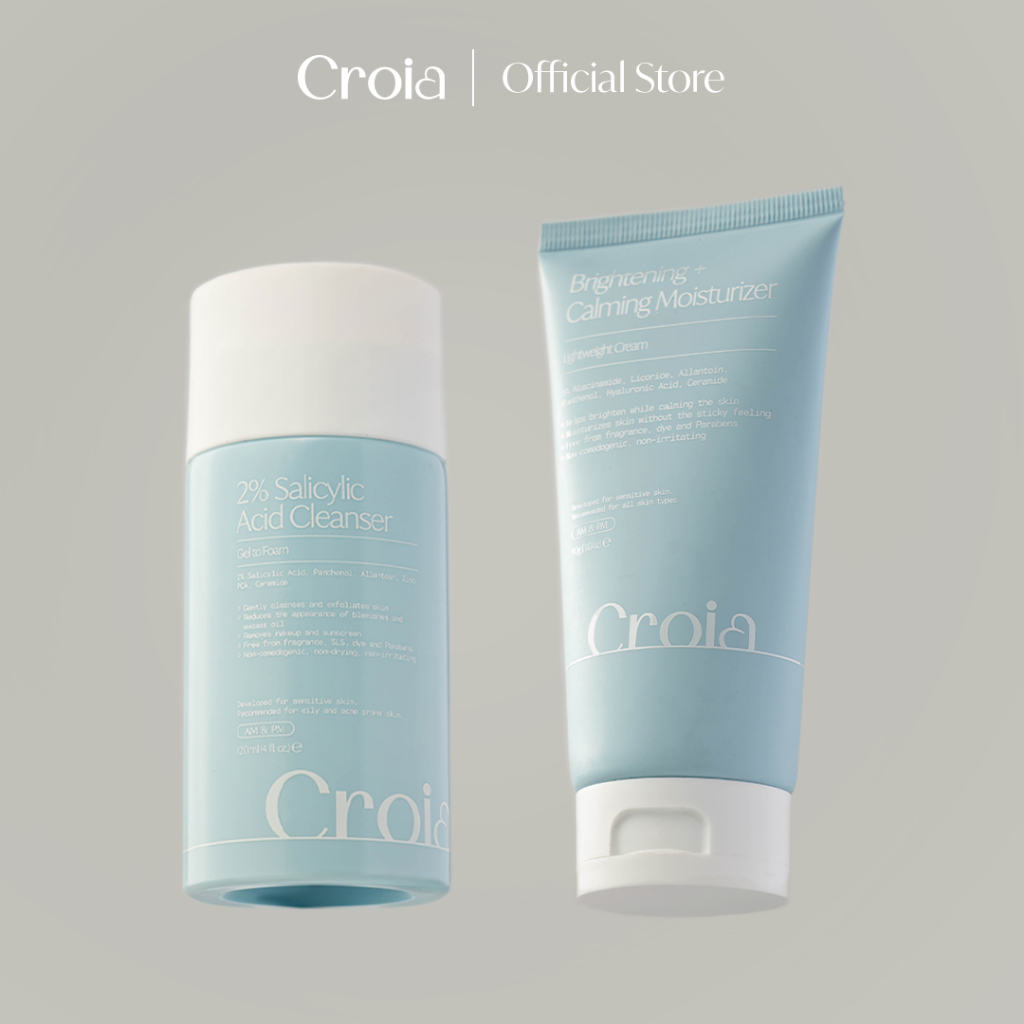 BUNDLE: Croia 2% Salicylic Acid Cleanser 120ml & Brightening + Calming Moisturizer 90g | Shopee ...