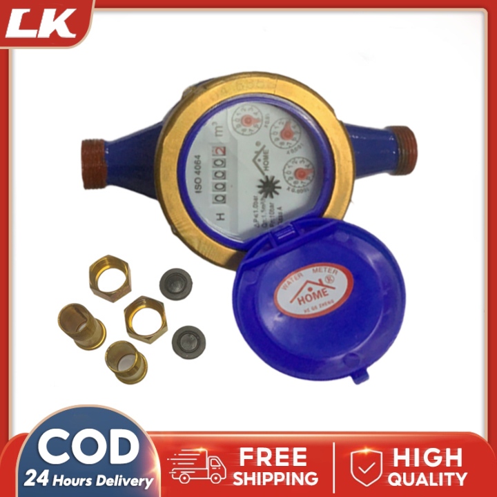 Water Meter Heavy Duty 15mm Water Meter Metal Body / Plastic Body LXS-15E Sold Per Set | Shopee ...