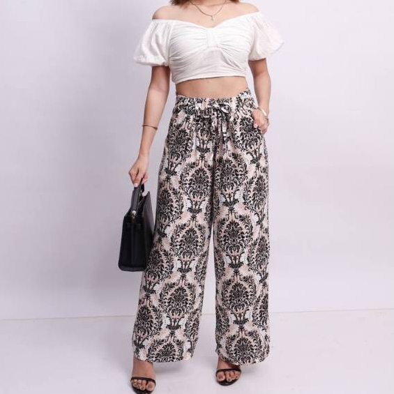 Calliah Stunning Wide leg Trousers Printed Linen Comfortable comfort ...