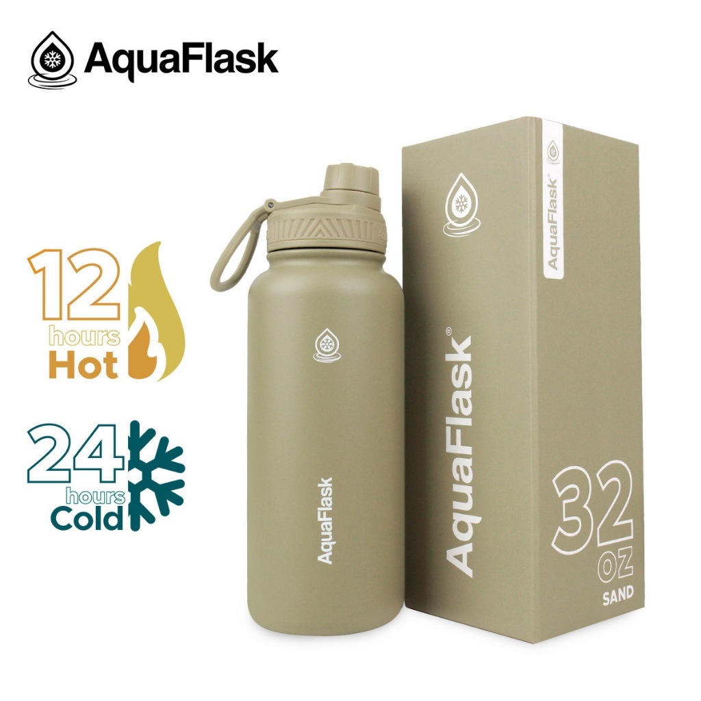 Aquaflask 32oz SAND Wide Mouth with Cap Lid Vacuum Insulated Drinking ...
