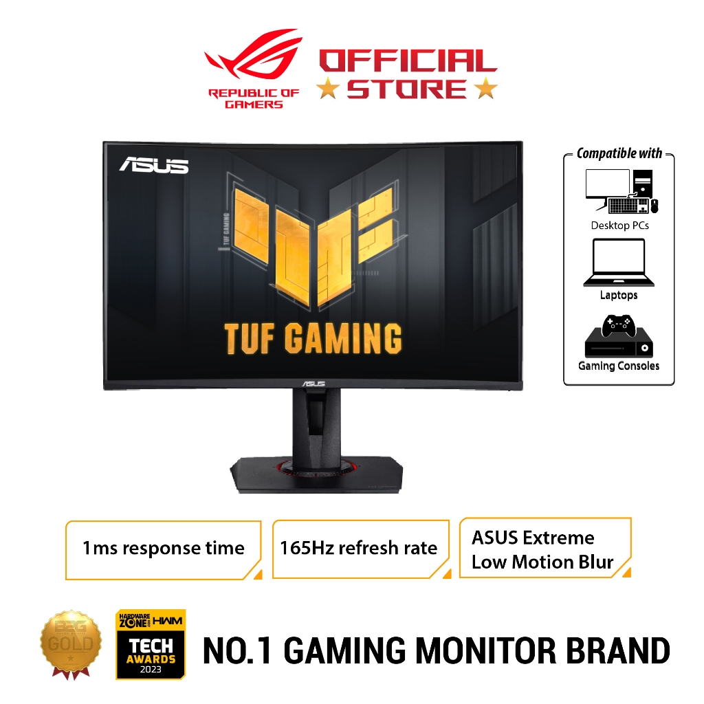 Asus TUF VG27VQ-J 27" 165Hz 1ms VA Technology Low Motion Blur FreeSync Curved Gaming Monitor ...