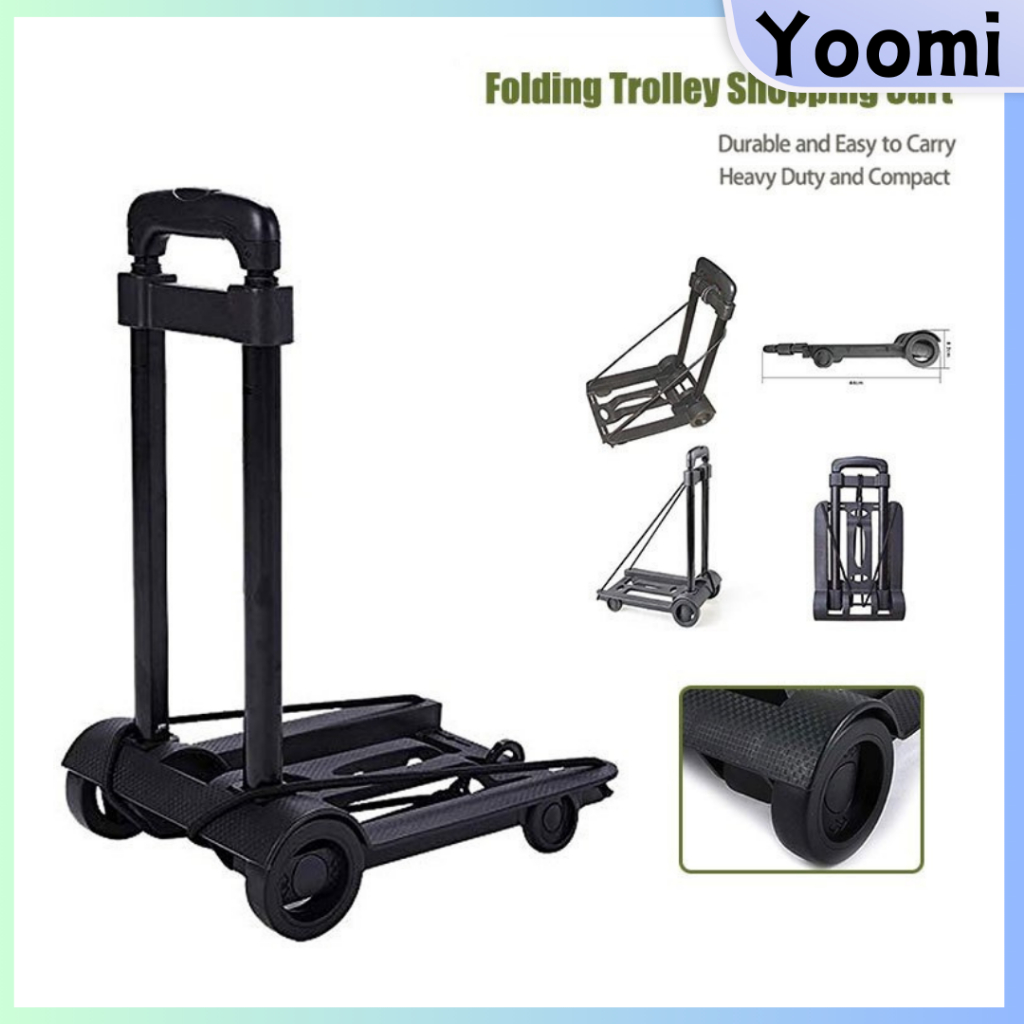 Trolley Cart Foldable 2-Wheels Shopping Heavy Duty Cart Portable Hand ...
