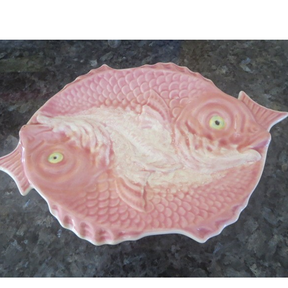 Bordallo Pinheiro Majolica Fish Plate, Ceramic Twin Fish Design, Made ...