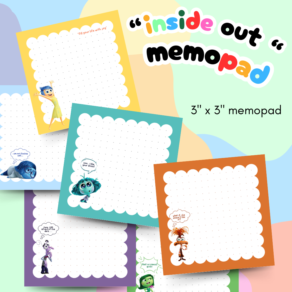 Inside Out Emotion MemoPad | Emotions Notepad | 3"x3" Office Memopad ...