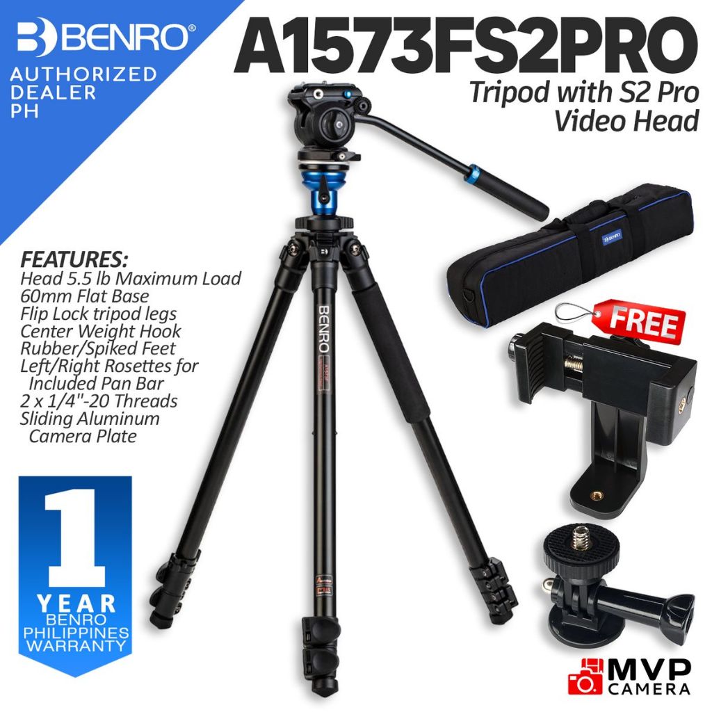 [AUTHORIZED PH] BENRO A1573FS2PRO Aluminum Tripod with S2 PRO 60mm Flat ...