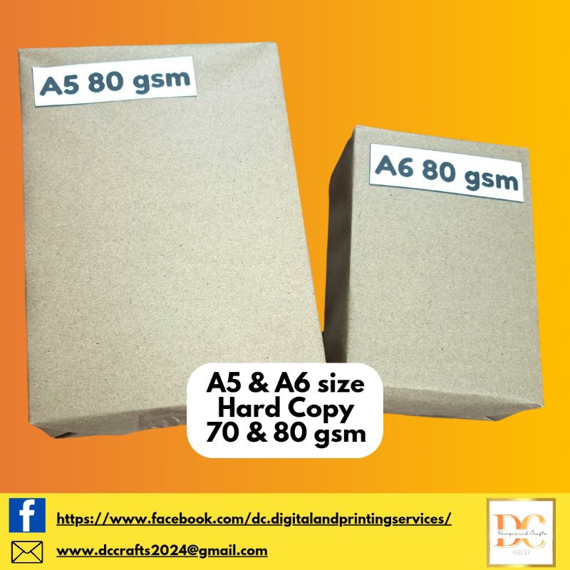 HARD COPY 70 AND 80 GSM, PRE-CUT PAPER A5 AND A6 SIZE, SHORT, A4 AND ...
