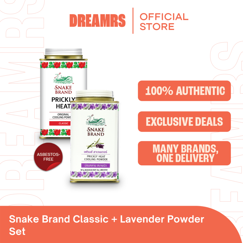 Snake Brand Classic + Relaxing Powder Set (140g Classic Cooling + 140g ...