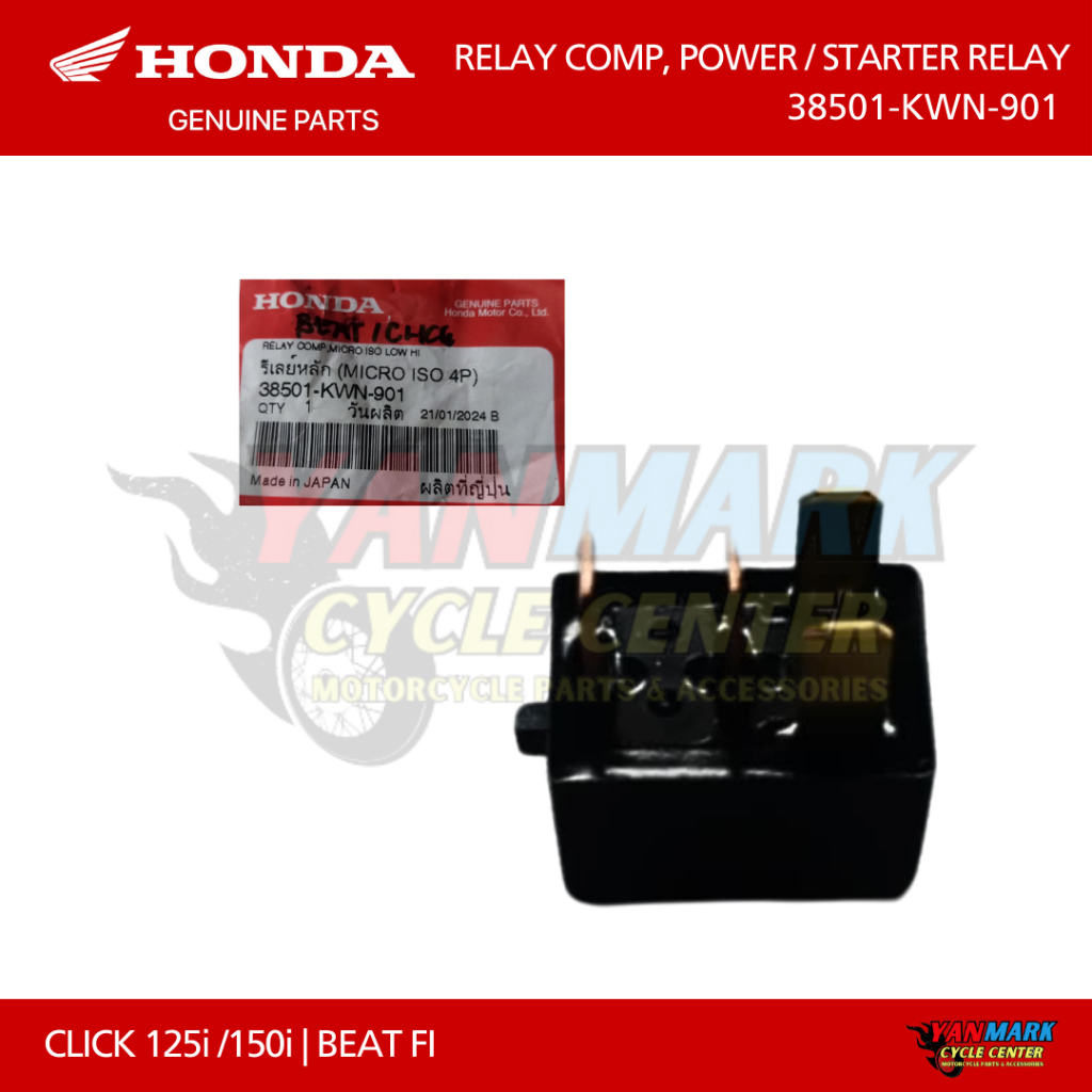ORIGINAL HONDA - RELAY COMP, POWER / STARTER RELAY (4 PIN) - CLICK 125i ...