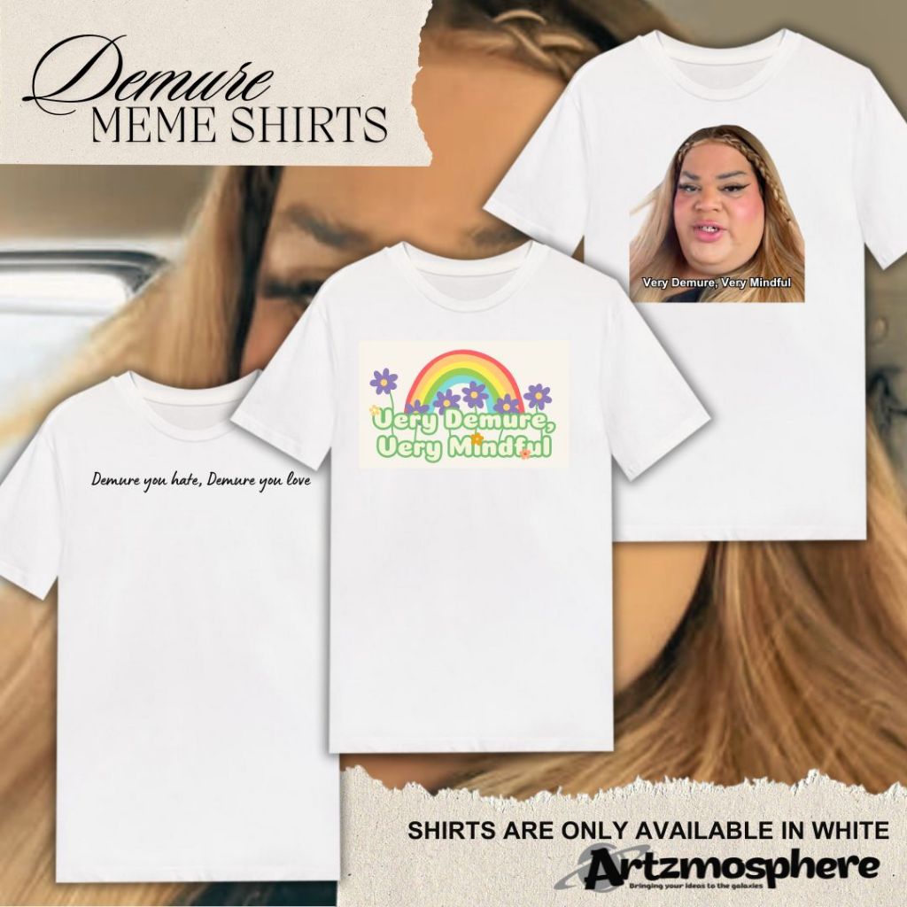 Demure Meme White Shirts | Very Demure, Very Mindful | Shopee Philippines