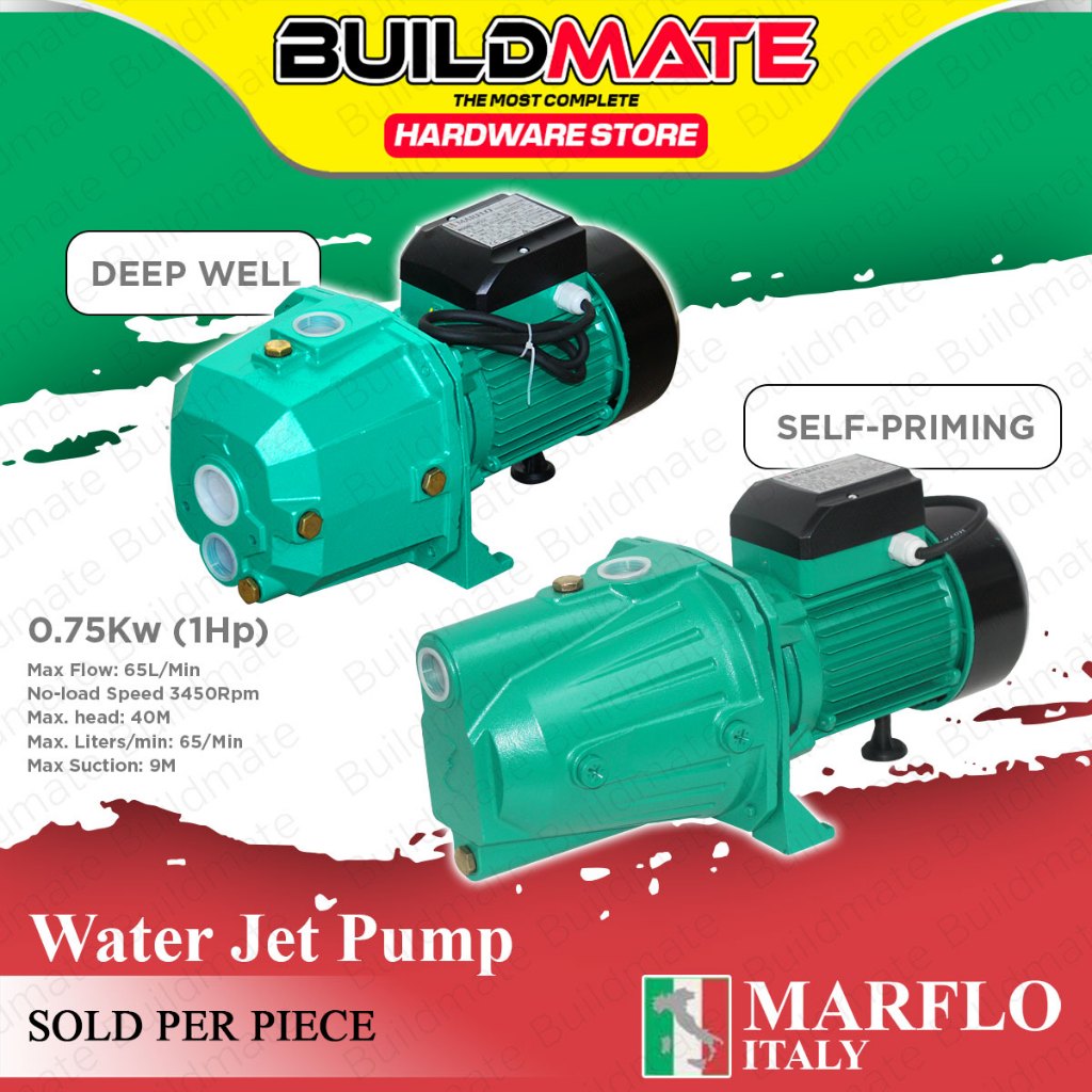 BUILDMATE Marflo Deep Well / Self Priming Water Jet Pump 1HP Shallow ...