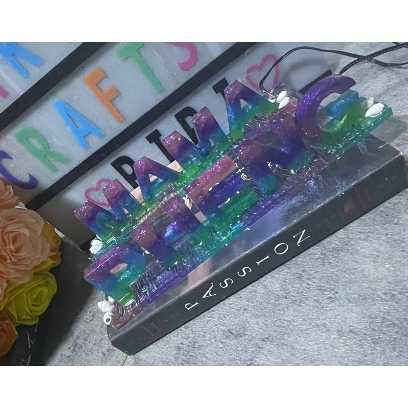 Hand Made Resin Name Standee and A7 notebook with light for mama pheng ...