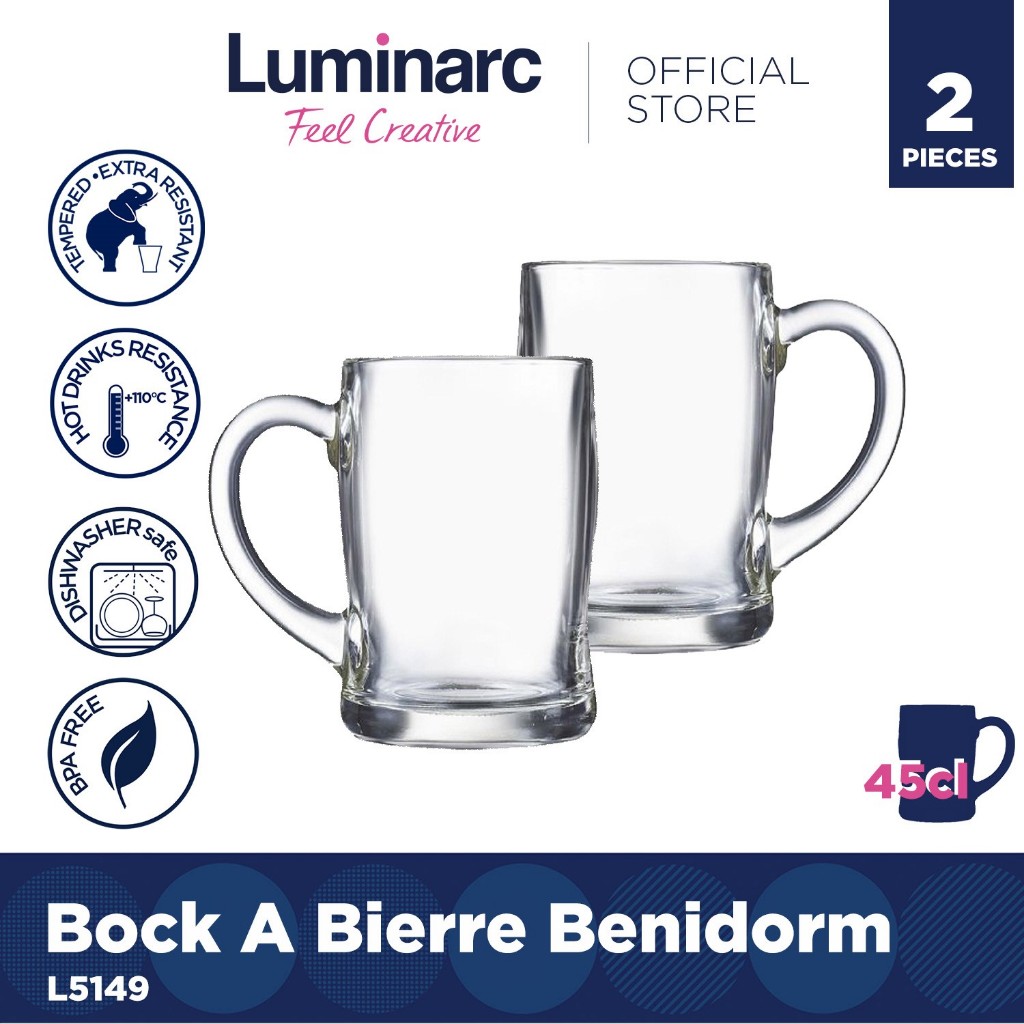 Luminarc L5149 2pc Bock A Bierre Benidorm 45cl Coffee Tea Mug CARC184 ...