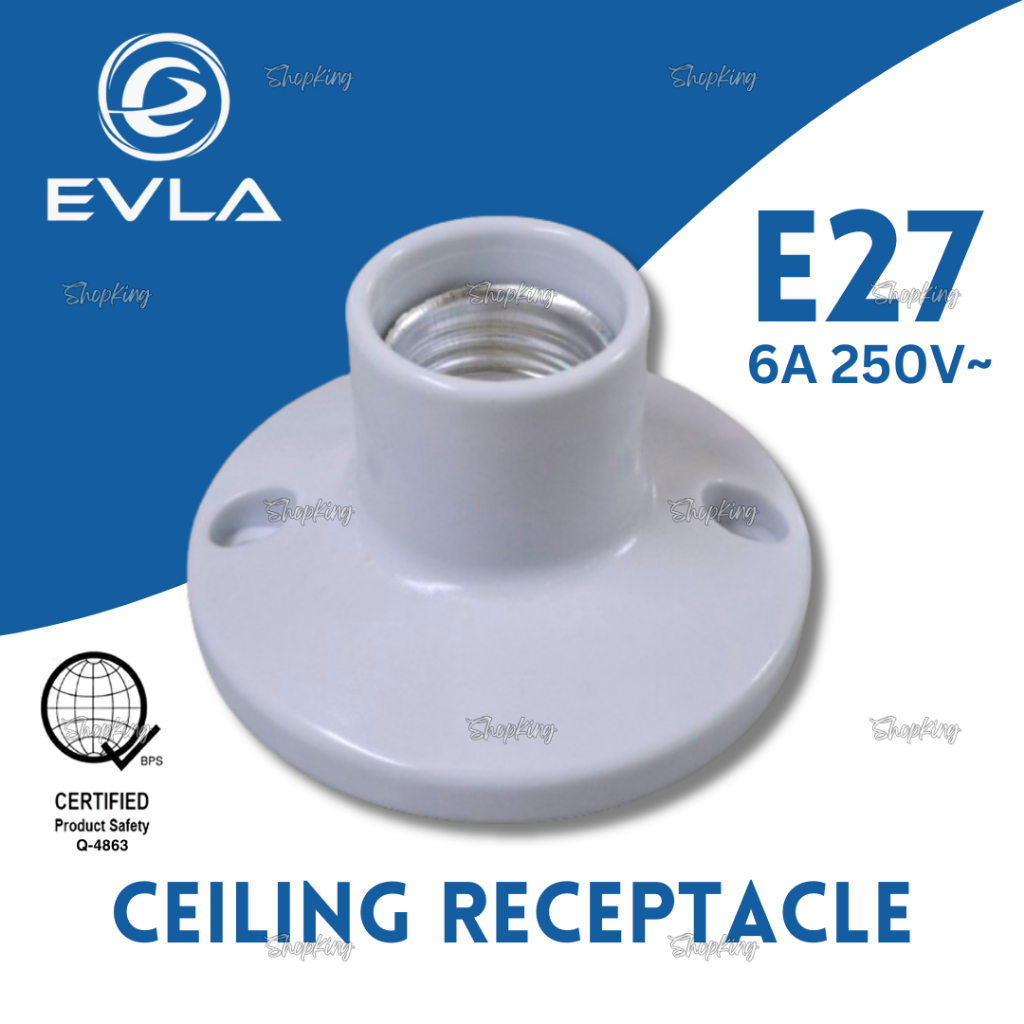 EVLA Ceiling Receptacle Edison Screw Holder Lamp E27 2" 3" 4" 6A 250V ...