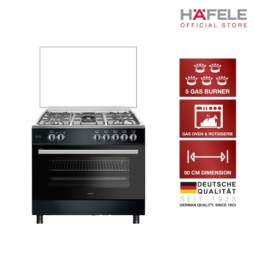 Hafele Free Standing Cooker 90cm 5-Gas Burner, Gas Oven, Rotisserie ...