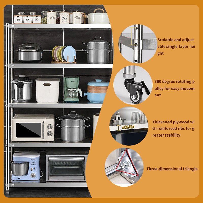 Stainless Steel Kitchen Storage Rack Shelf Rak Dapur Multipurpose Multi ...