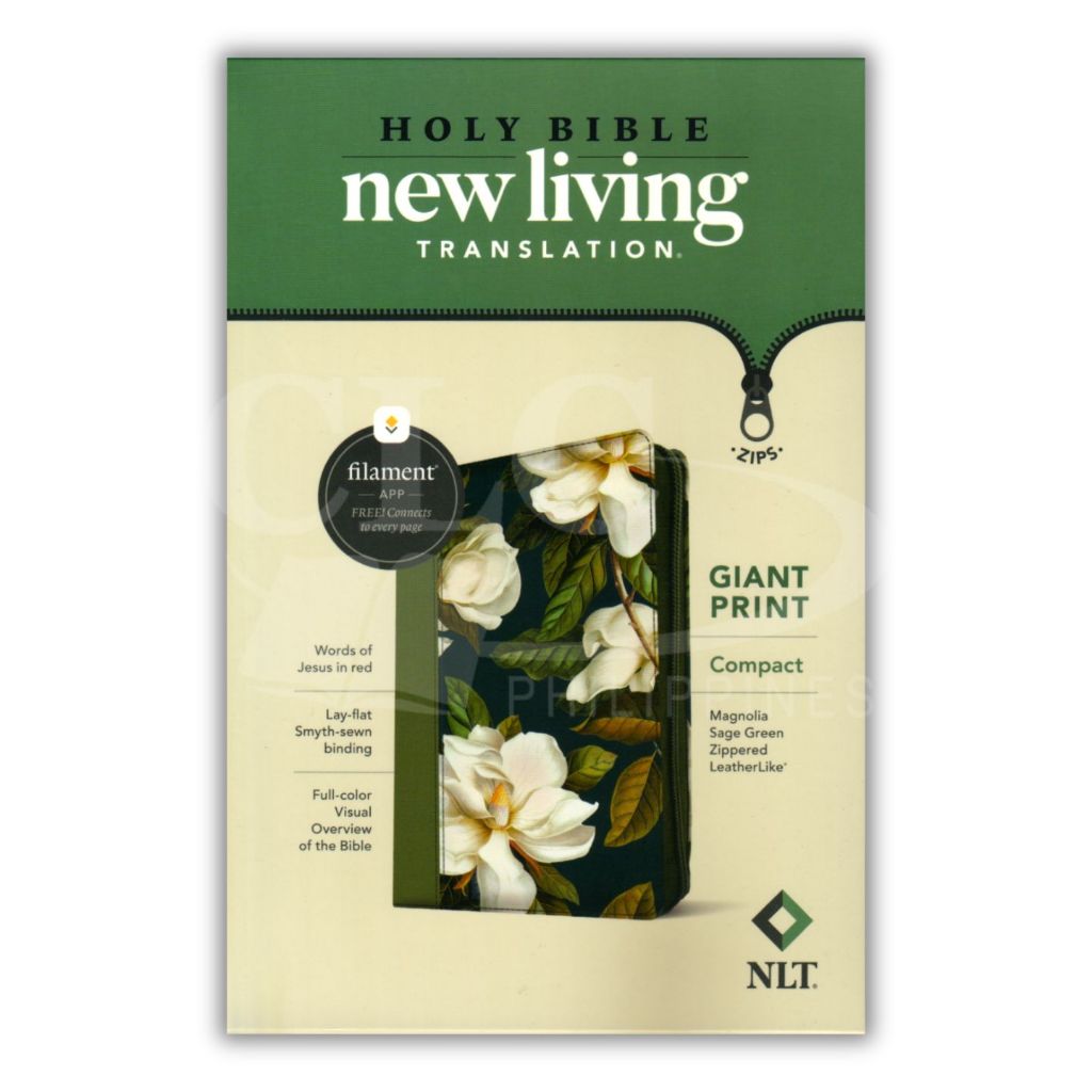 NLT Compact Giant Print Zipper Bible (LeatherLike, Magnolia Sage Green ...