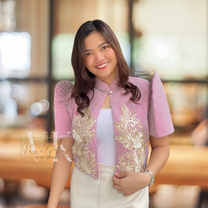 Filipiniana Bolero Top - Candy Crush with Lace | Shopee Philippines