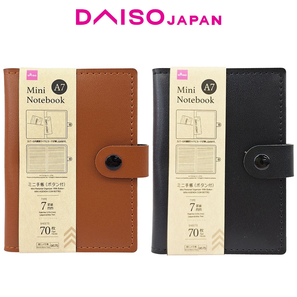 Daiso A7 Mini Lined Notebook with Button Lock | Shopee Philippines