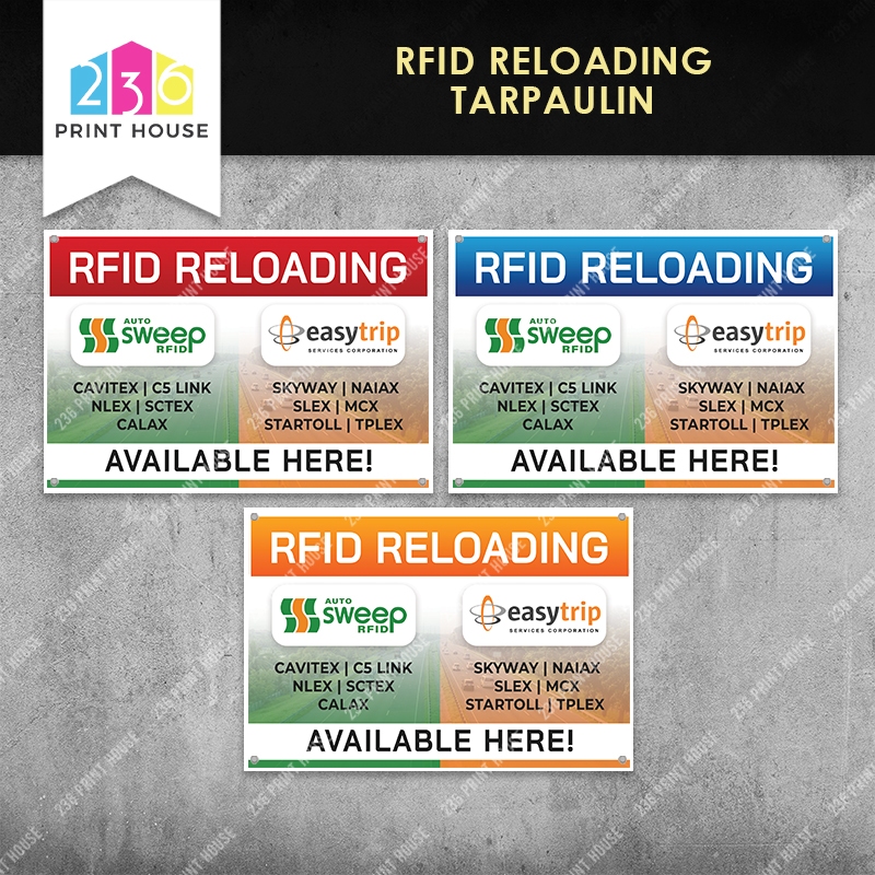 RFID RELOADING Tarpaulin Banner • FREE Eyelets • Auto Sweep • Easy Trip ...
