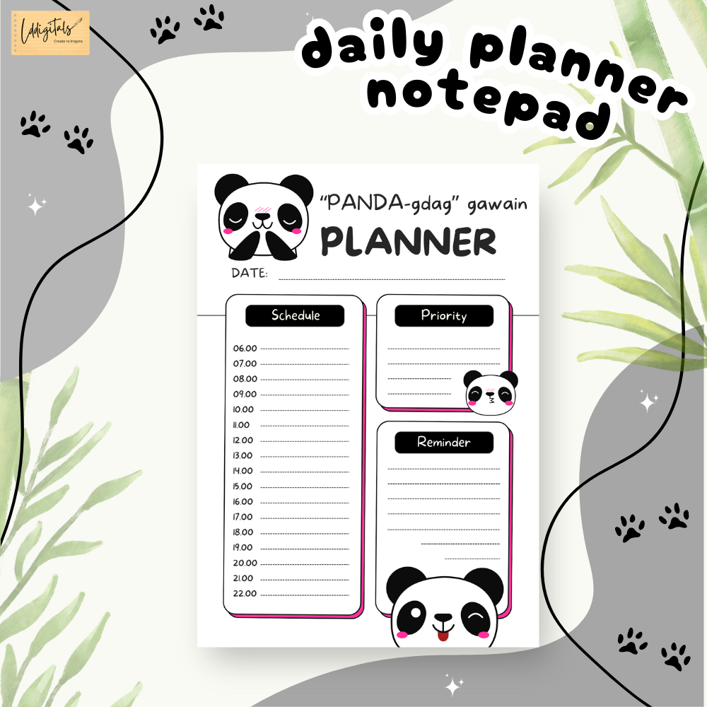 Notepad "PANDA-gdag gawain" Planner | Daiy Planner Notepad | Filipino ...