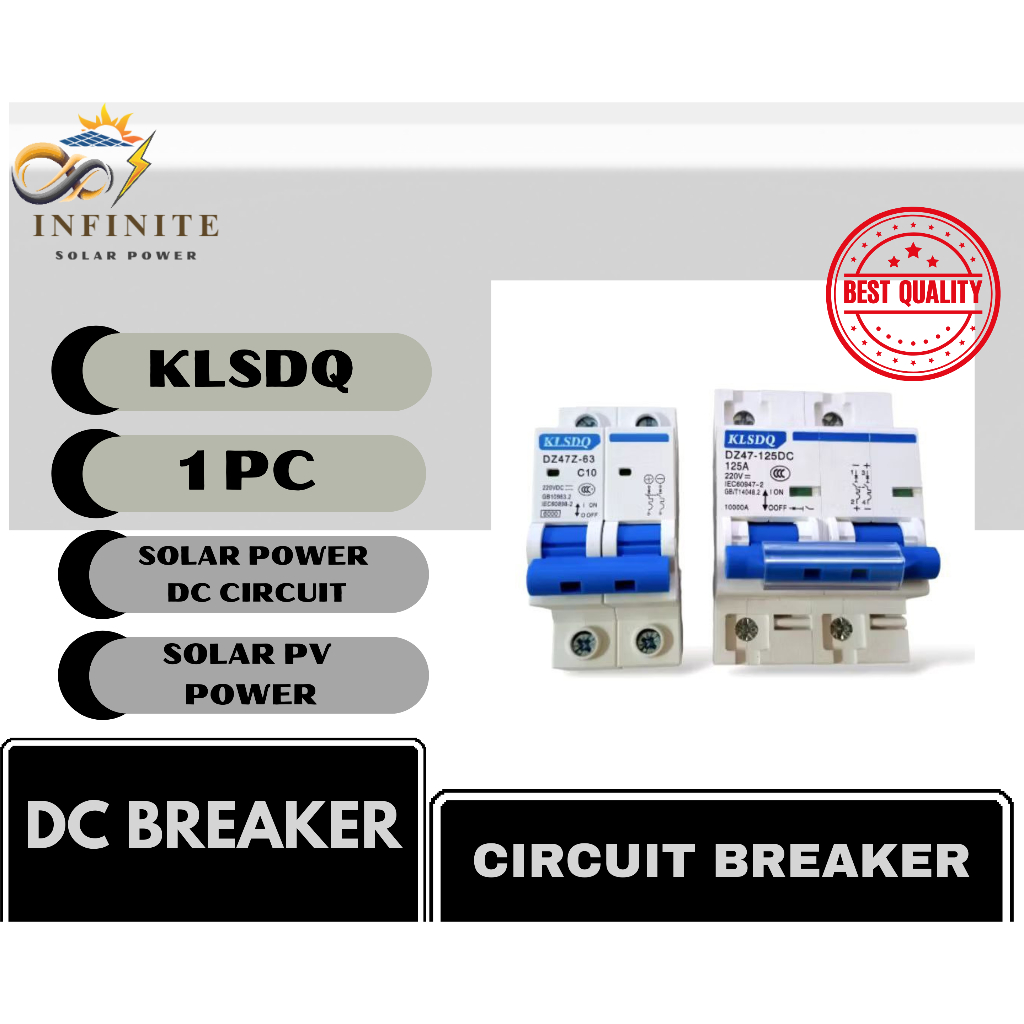 KLSDQ Solar Power DC Circuit Breaker 10A, 32A, 40A, 50A, 63A, 80A, 100A, 125A, 2 Pole | DC ...