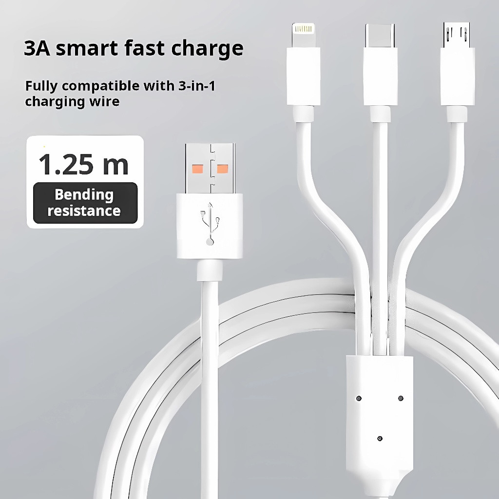 3 IN 1 Charging Cable 3A Super Fast Charger USB charger for android ...