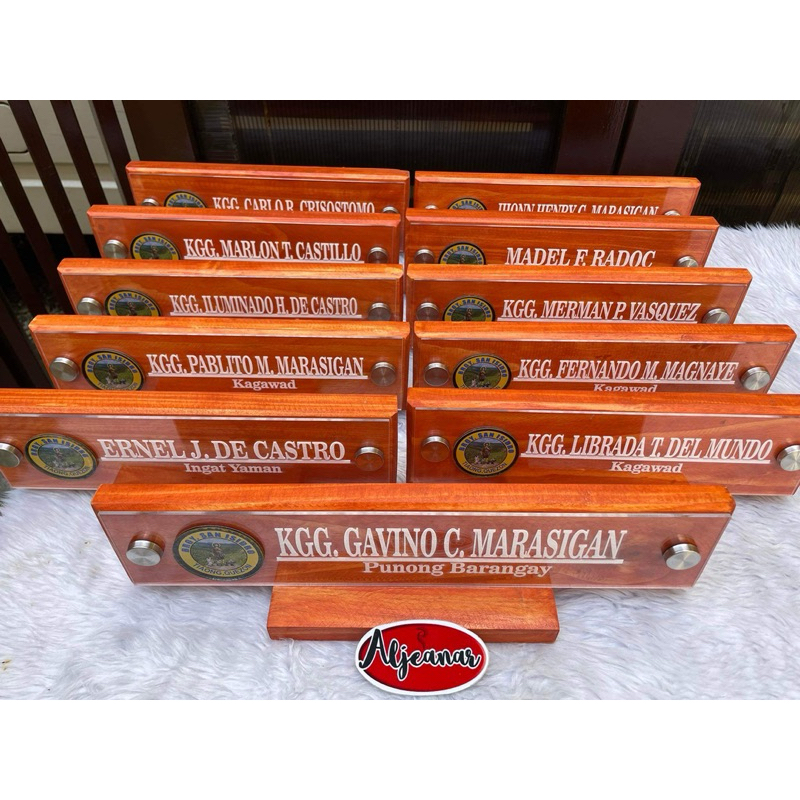 Customized Wood Acrylic Name Plate / Desk ID / Table Name Plate / Table ...