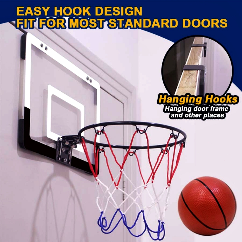Hanging Basketball Hoop Set with Ball Metal Ring Mini Basketball Hoop ...