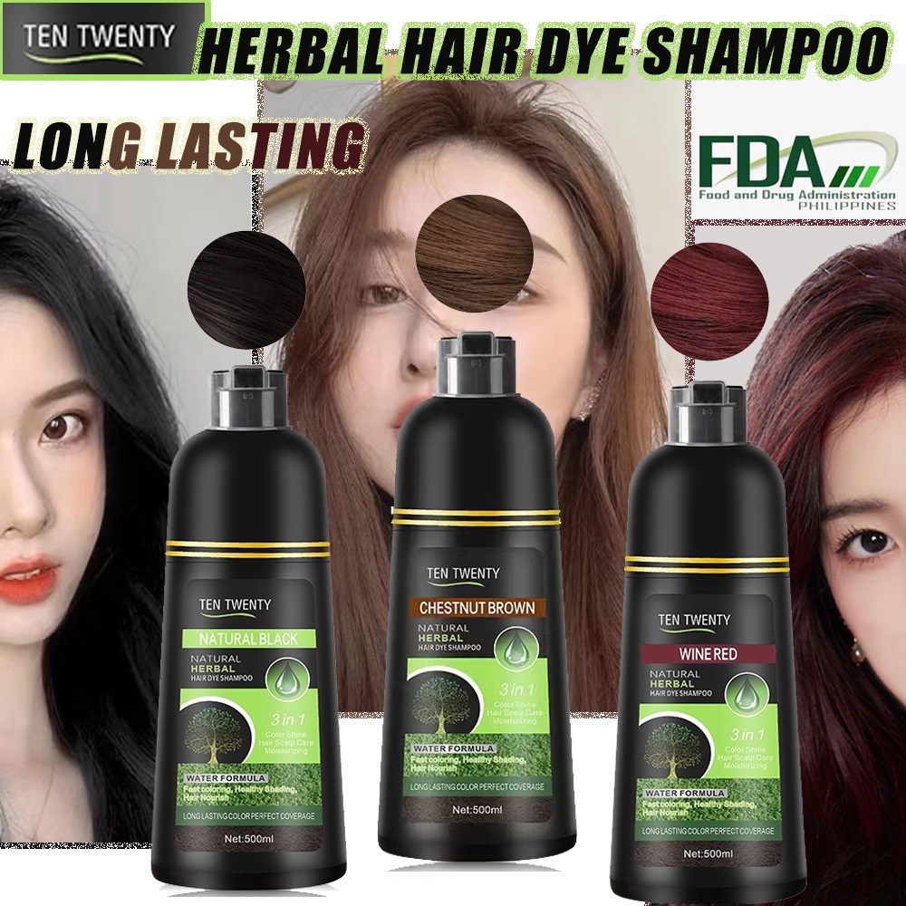 TEN TWENTY FDA APPROVED 3-IN-1 NATURAL HERBAL HAIR DYE SHAMPOO LONG ...