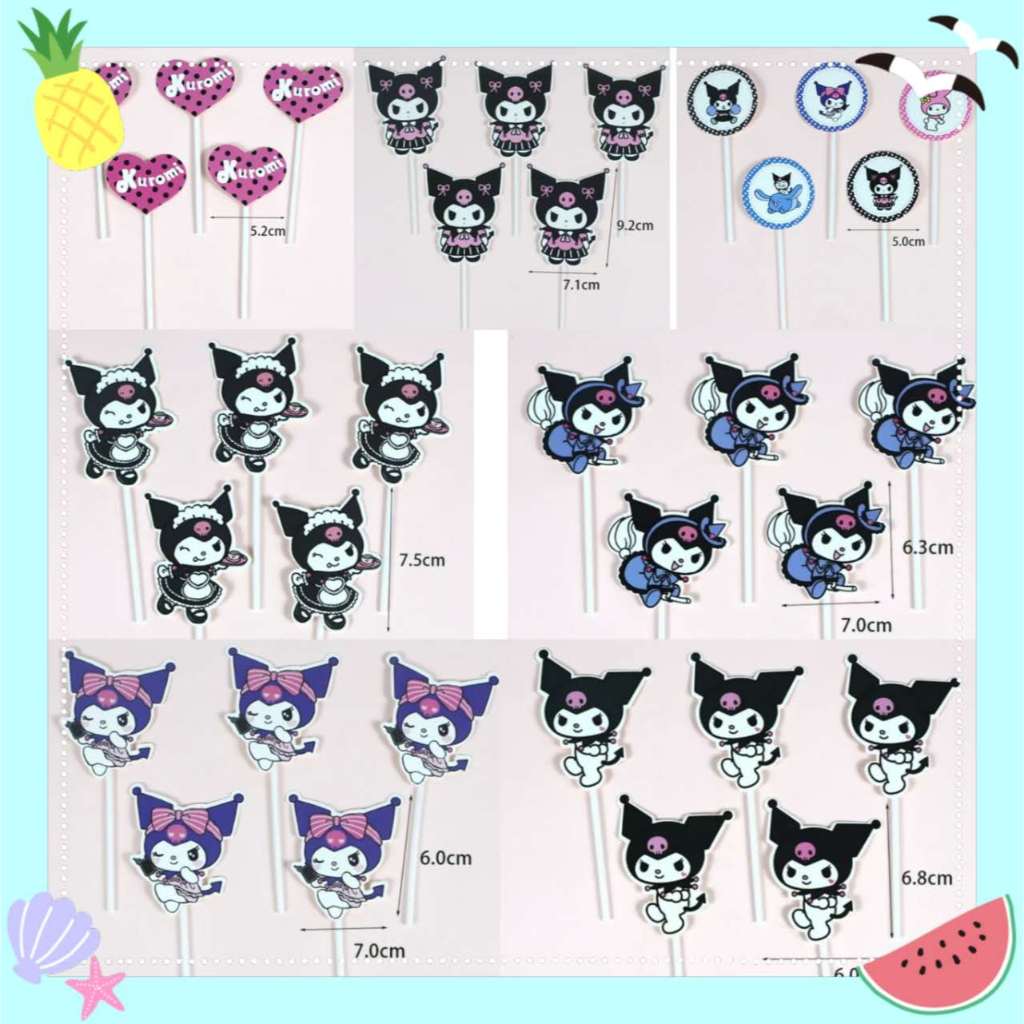 Cake topper Sanrio Mascot Kuromi paper card baking props dessert ...