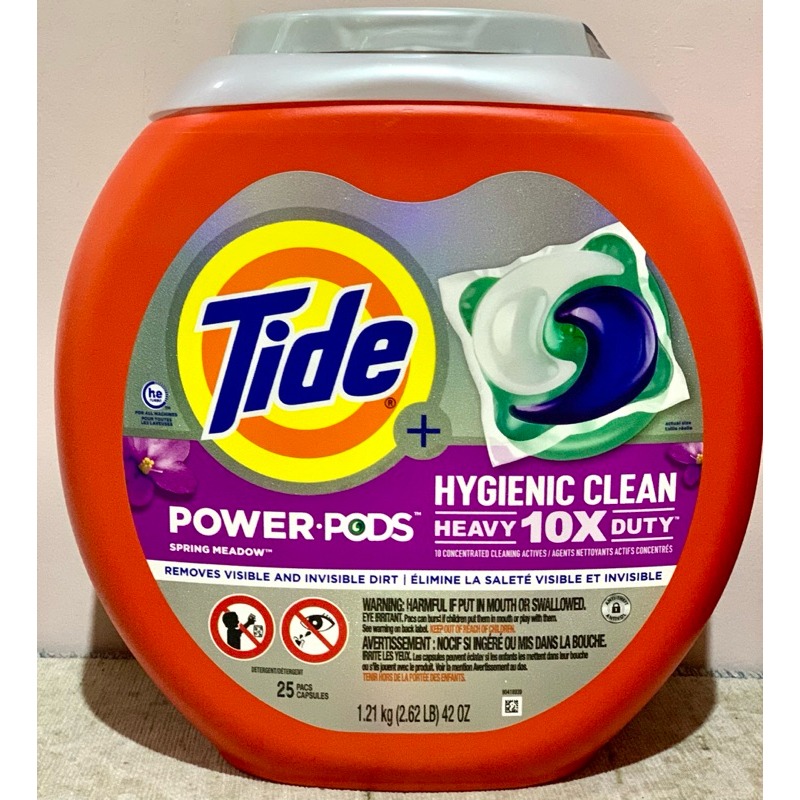 🇺🇸 Tide Power Pods Hygienic Clean 10X Heavy Duty Spring Meadow 25 pacs ...