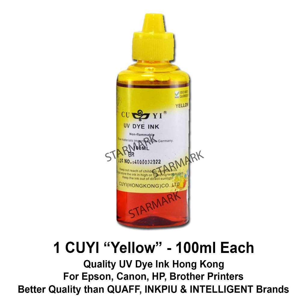 Cuyi UV Dye Ink Hong Kong Dye Inks 100ml each (Yellow) - 1Bottle ...