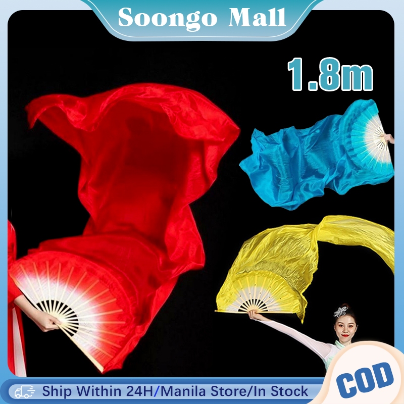 1.8M Belly Dance Silk Bamboo Fan Extended Dancing Fan Morning Practice ...