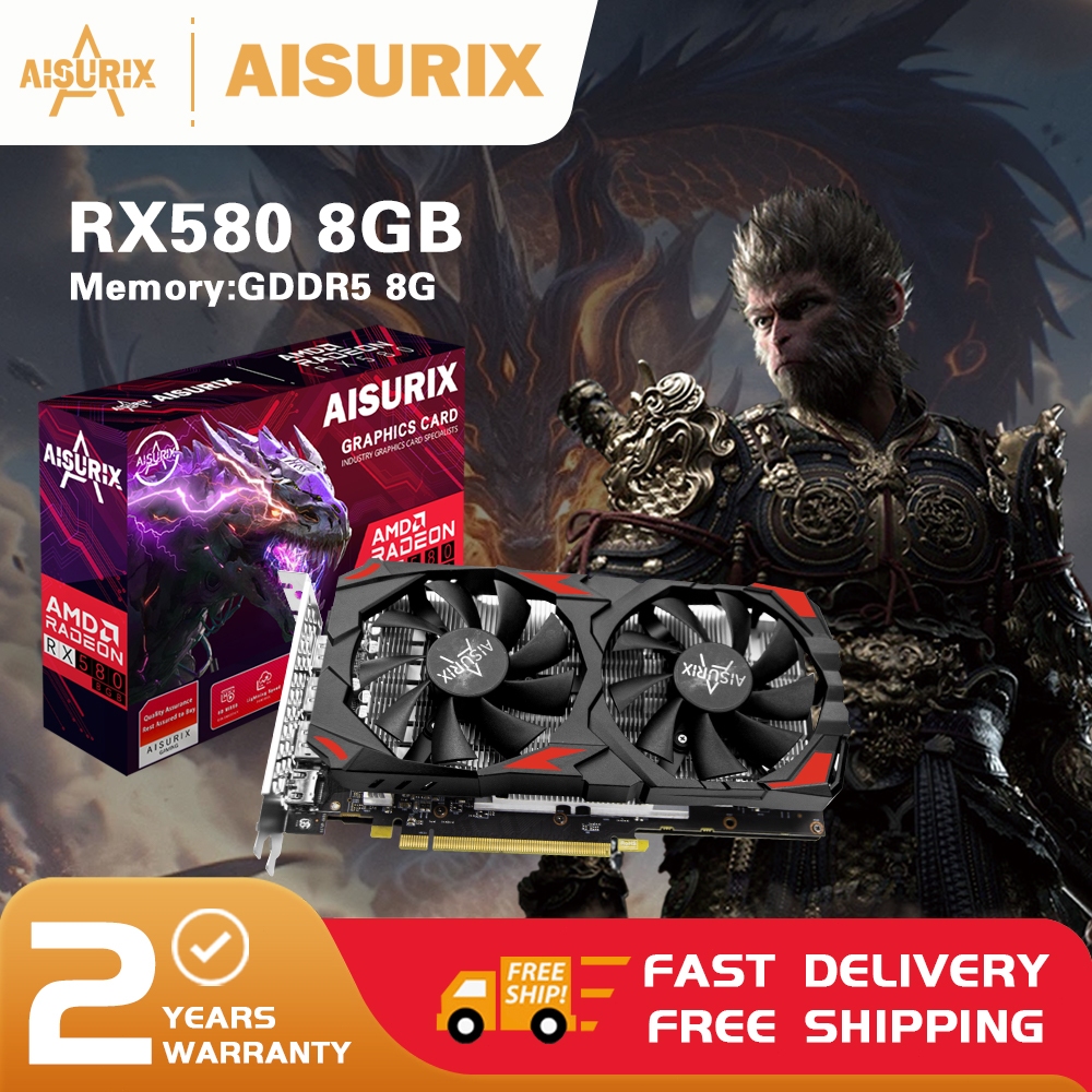 AISURIX RX580 8G Graphics Cards AMD GDDR5 GPU RX 580 8GB 256Bit 2048SP ...