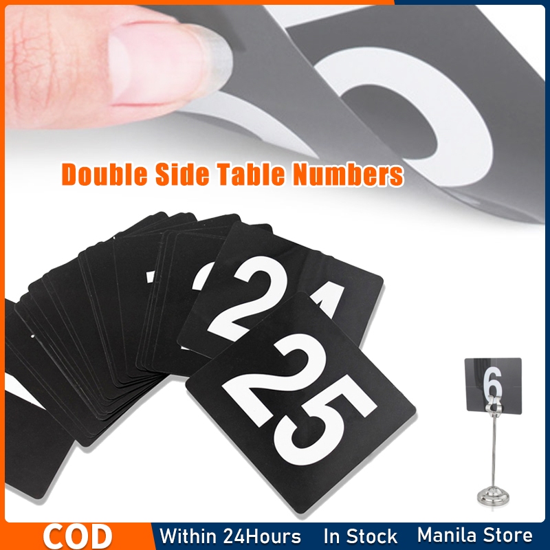1 to 100 Double Side Plastic Table Numbers Black Square Table Numbers ...