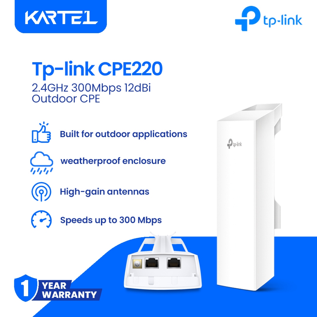 TP-Link CPE220 2.4GHz 300Mbps 12dBi Outdoor CPE Outdoor AP Repeater ...