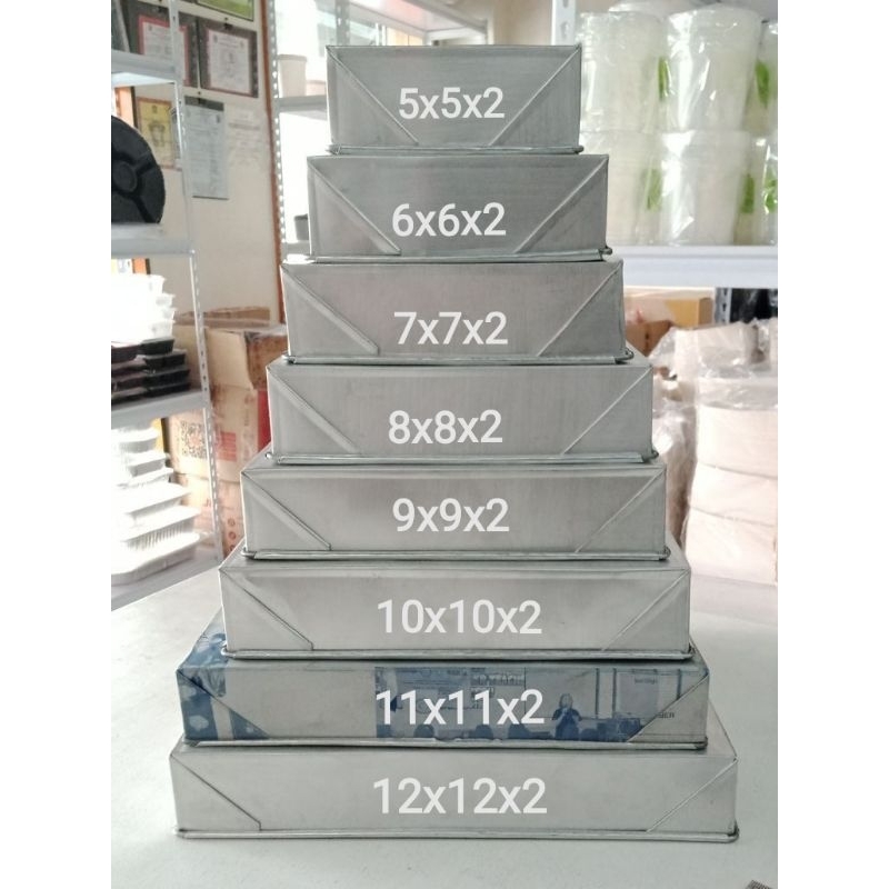Square Baking Pans, Aluminum, Manipis [5x5x2, 6x6x2, 7x7x2, 8x8x2 ...