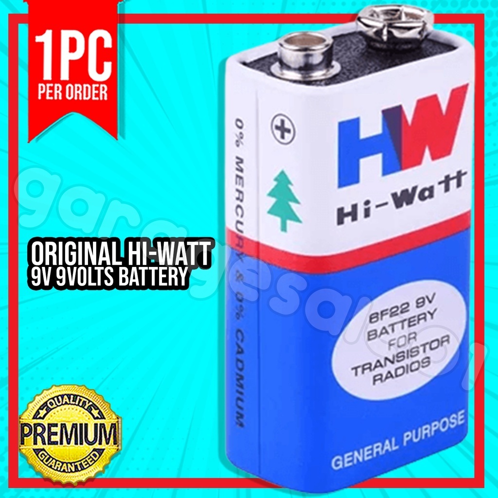 GS10 COD ORIGINAL HIWATT 9V 9 VOLTS Heavy Duty Battery | Shopee Philippines