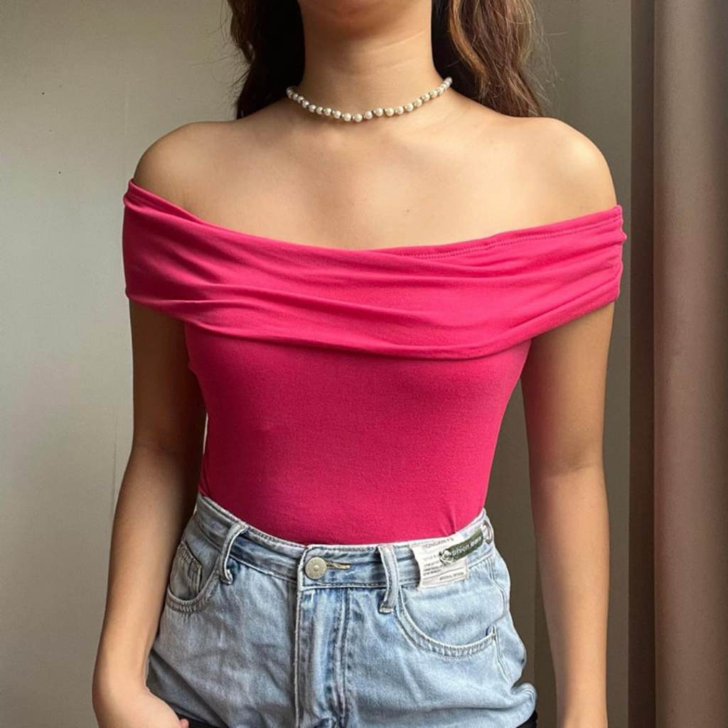 DM Eula Plain Off-Shoulder Full-Length Top | Chic & Trendy Women's ...