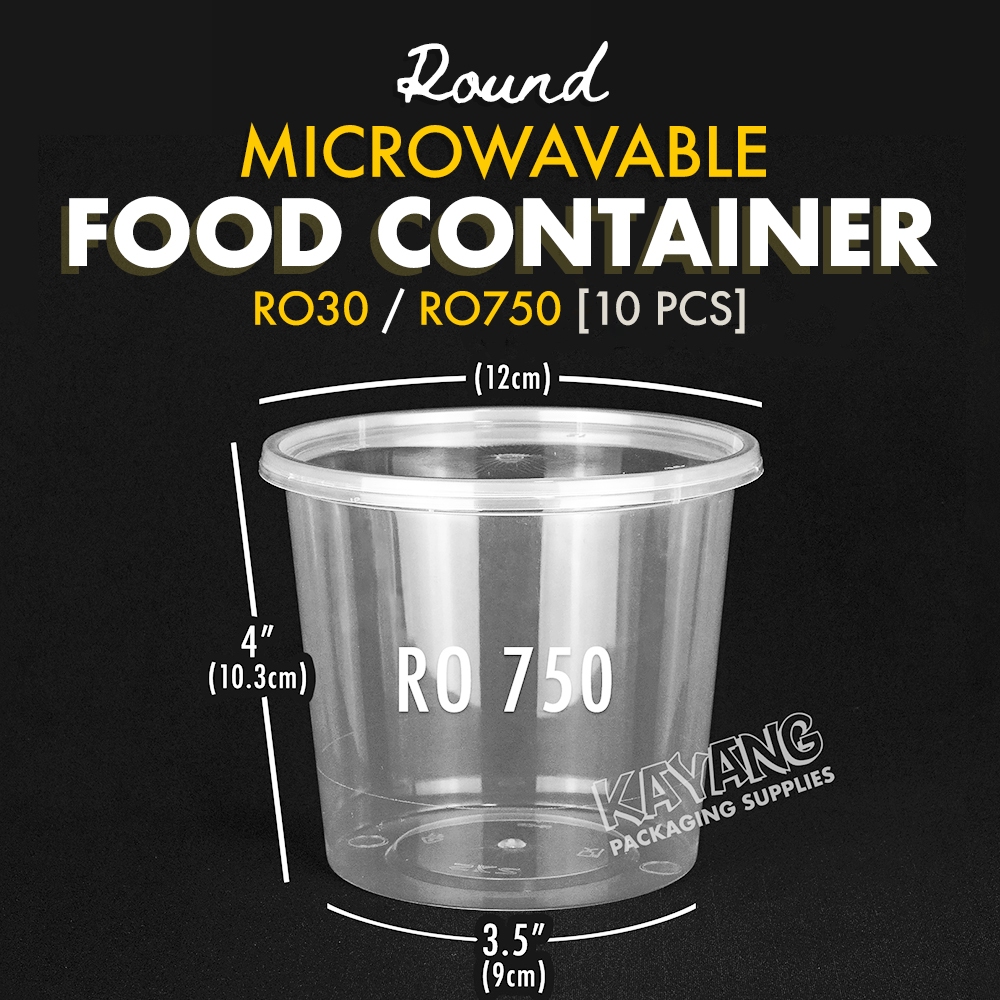 [10pcs] RO750 (RO30) Round Microwavable Food Container Tub (750ml ...