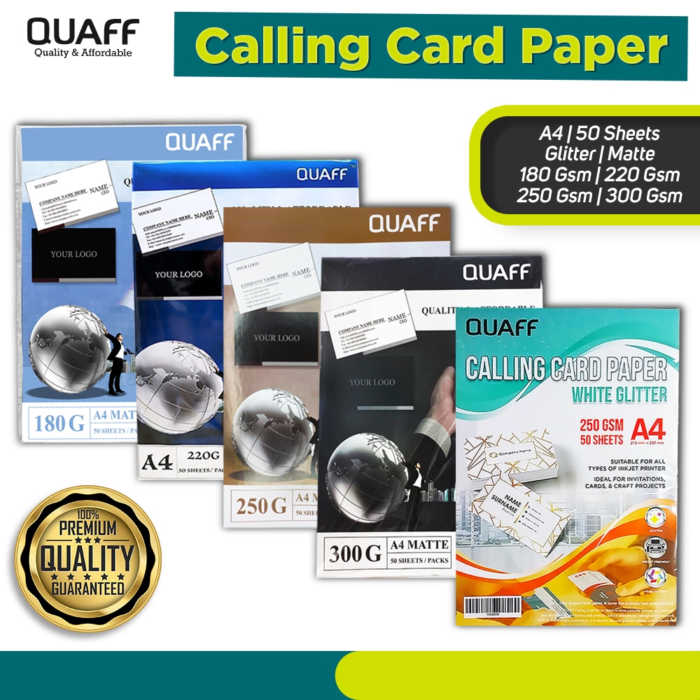 Quaff A4 Size Double Sided Matte Calling Card Paper 50 Sheets Pack ...